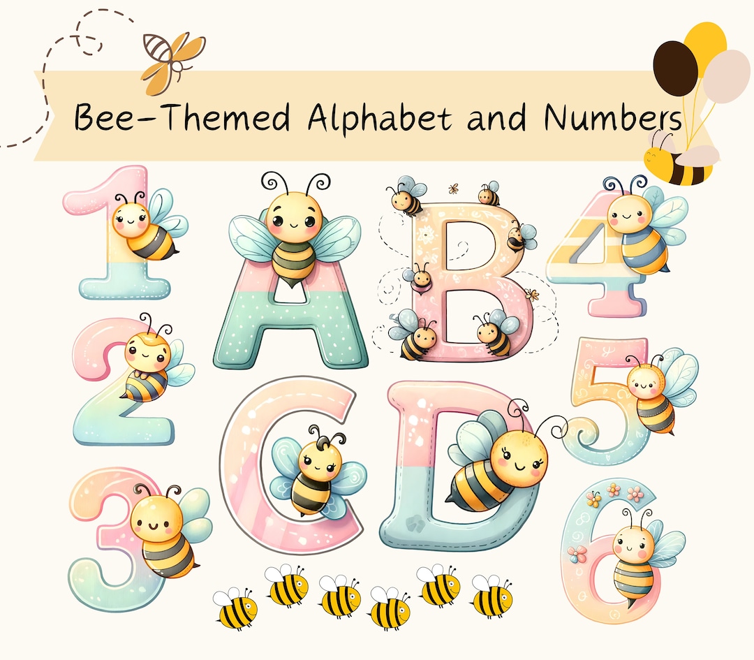 Bee-themed Alphabet and Numbers | Adorable Honeybee Decor - Etsy