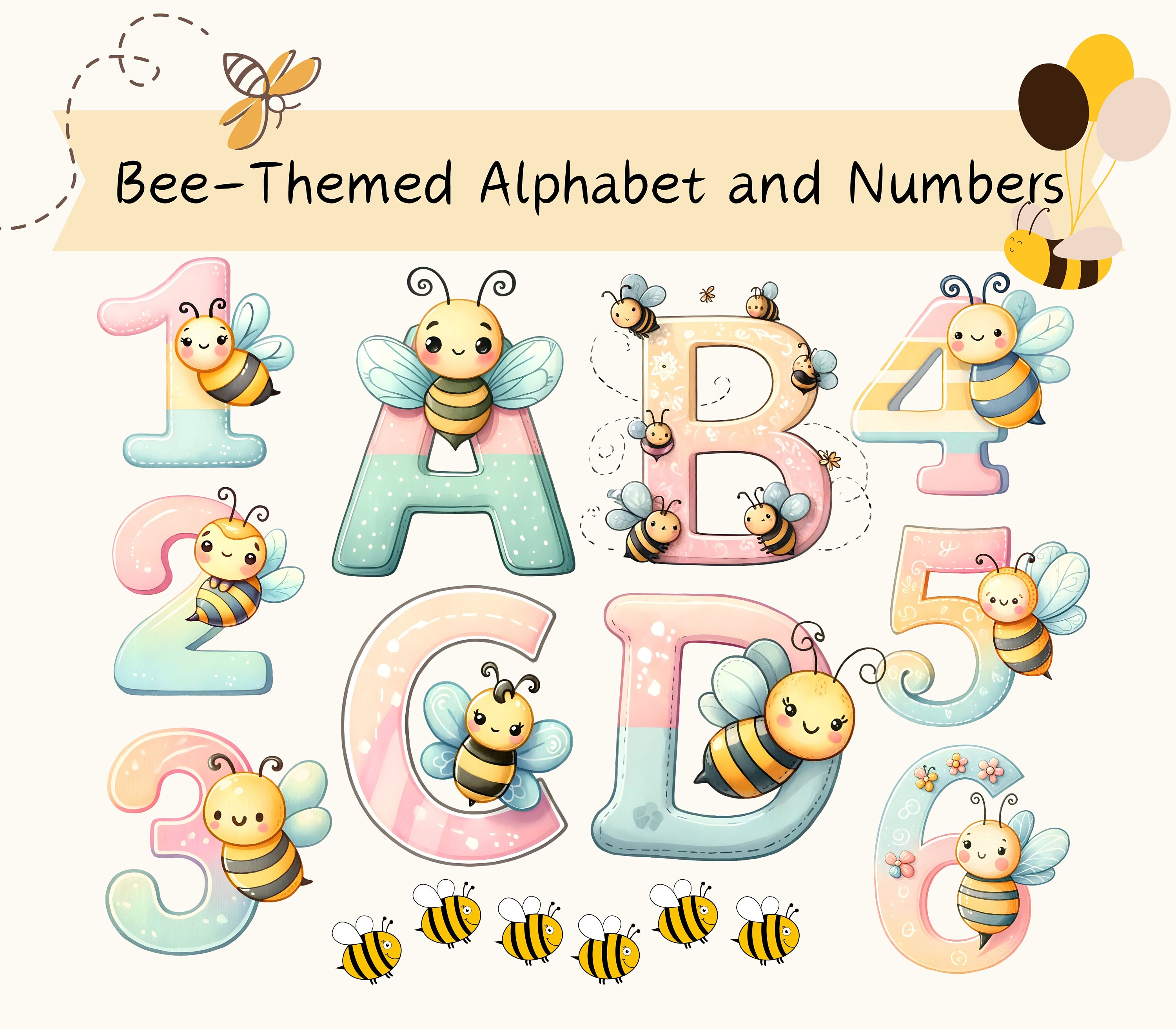 Bee-themed Alphabet and Numbers | Adorable Honeybee Decor - Etsy