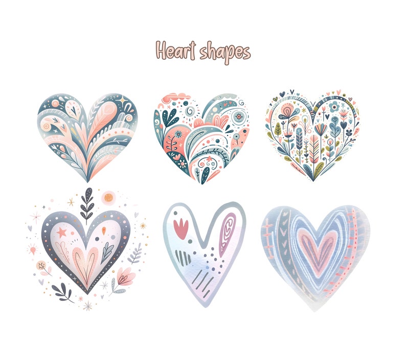 Charming Abcs & Numbers Art, Pastel Tones Alphabet Illustration, Heart ...