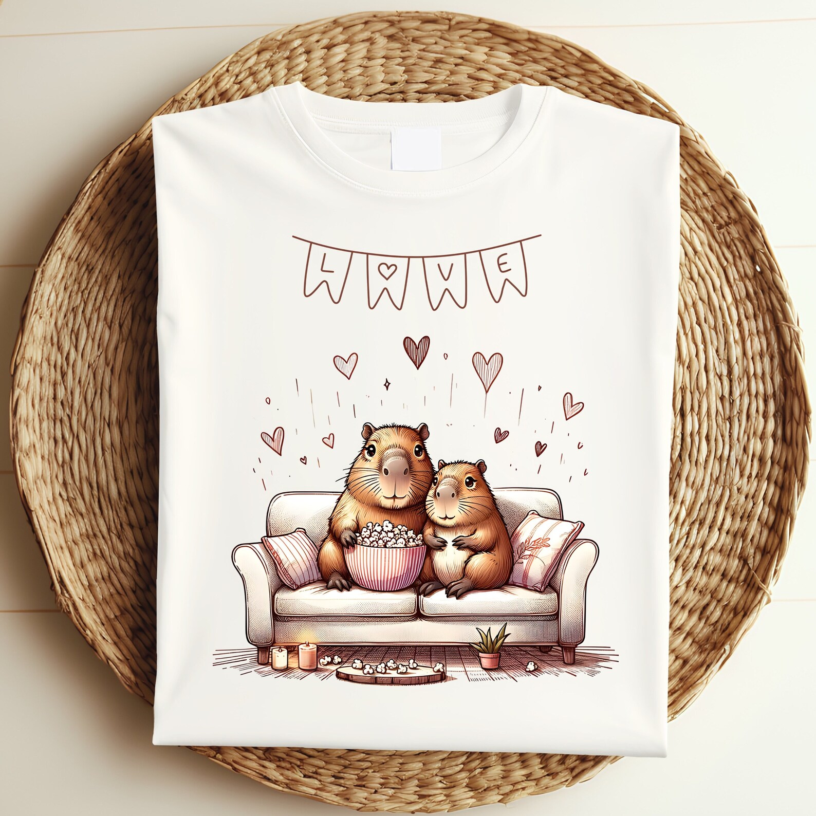 Love & Capybaras Cozy Capybara Couple Tee for Valentine's - Etsy