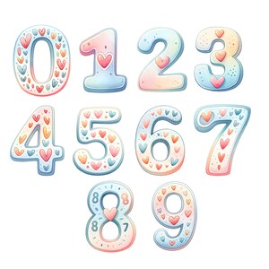 Charming Abcs & Numbers Art, Pastel Tones Alphabet Illustration, Heart ...