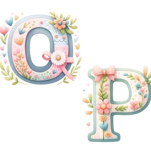 Floral Alphabet Letters A-Z - Pastel Nursery Decor, ABC Love Doodle Art ...