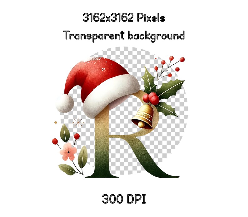 Christmas Alphabet Clipart | Festive Lettering With Santa Hats ...