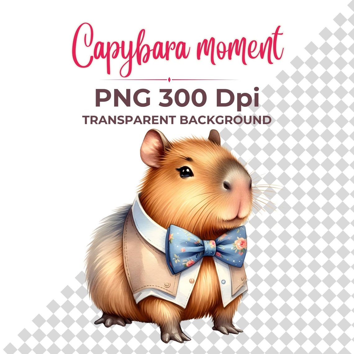 Charming Capybara Moments Hand-drawn Watercolor Series Isolated Artwork ...