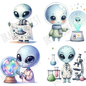 Welcome Earthlings - Cute Alien Clipart for Kids Room Decor - Etsy