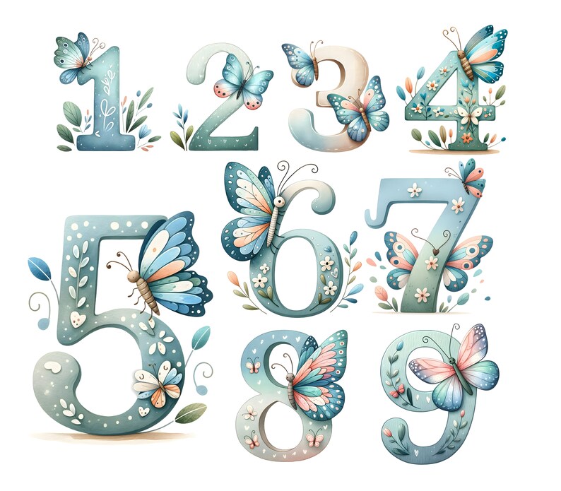 Butterfly Alphabet and Number Art - A to Z & Numbers Whimsical Doodles ...