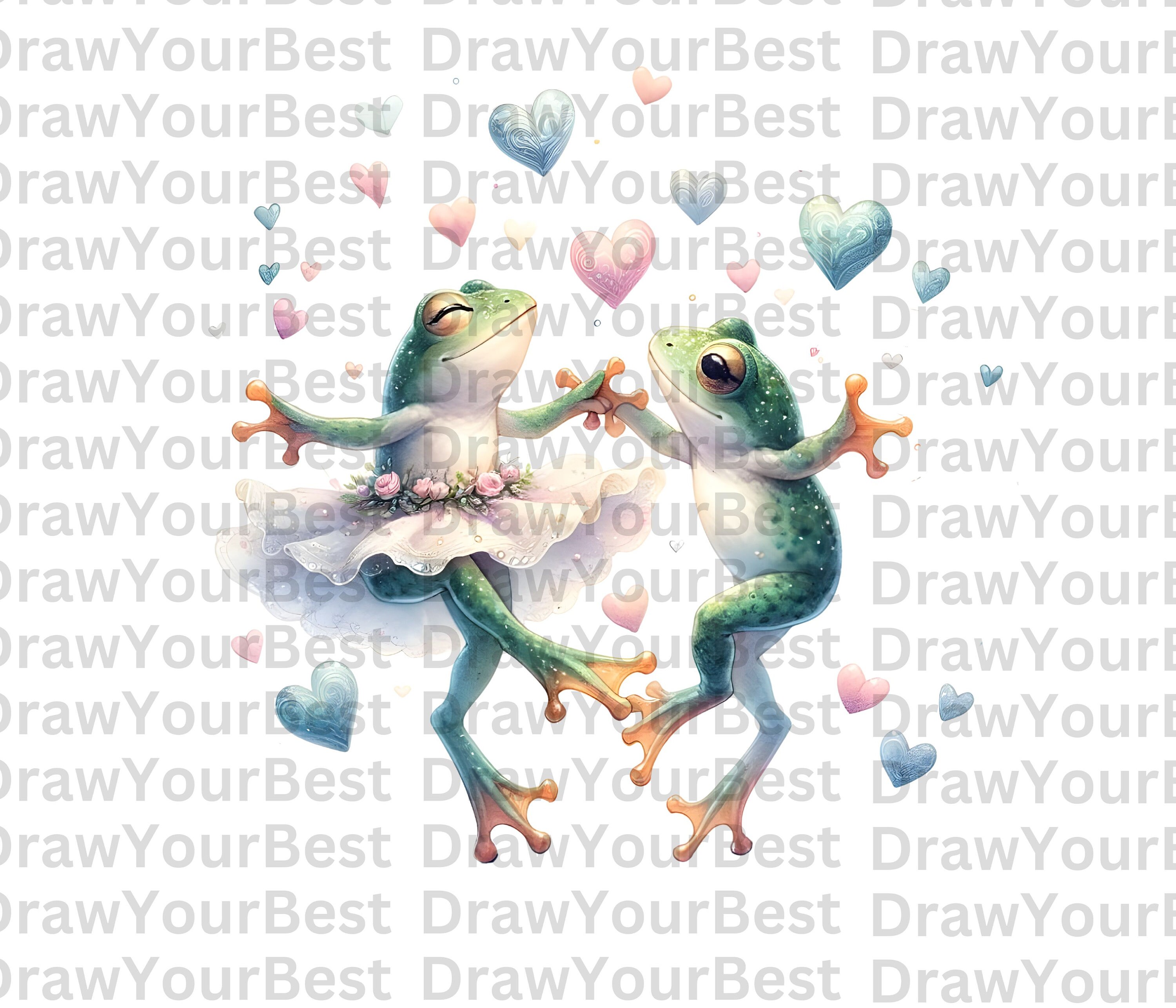 Froggy Sweethearts Romantic Frogs Digital Art PNG - Etsy