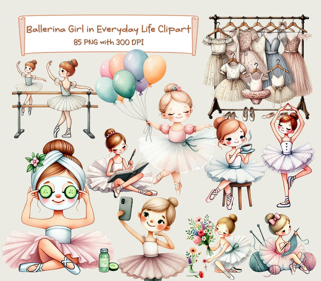Ballerina Girl in Everyday Life Digital Download Ballet Clipart Cute ...