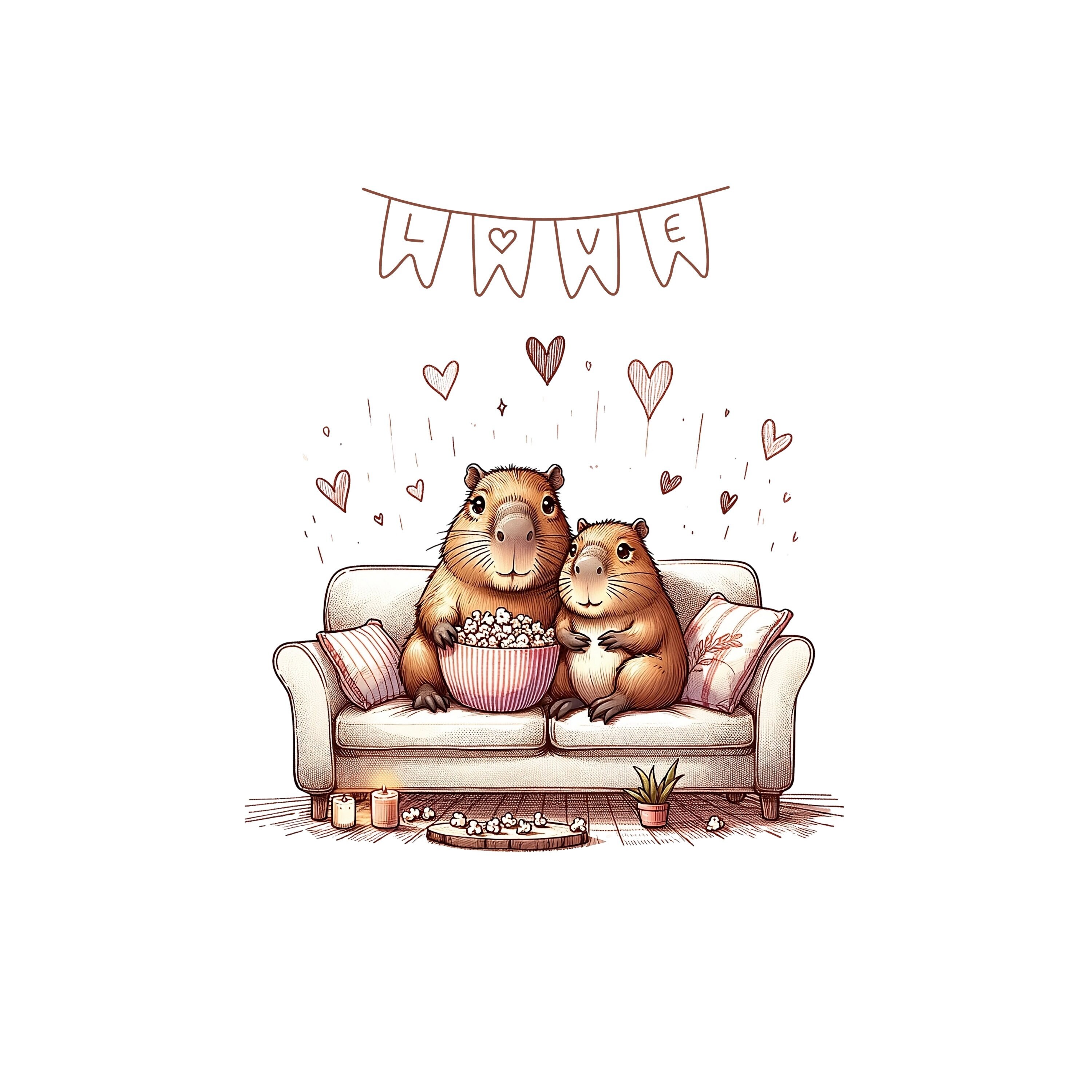 Love & Capybaras - Cozy Capybara Couple Tee for Valentine's - Etsy