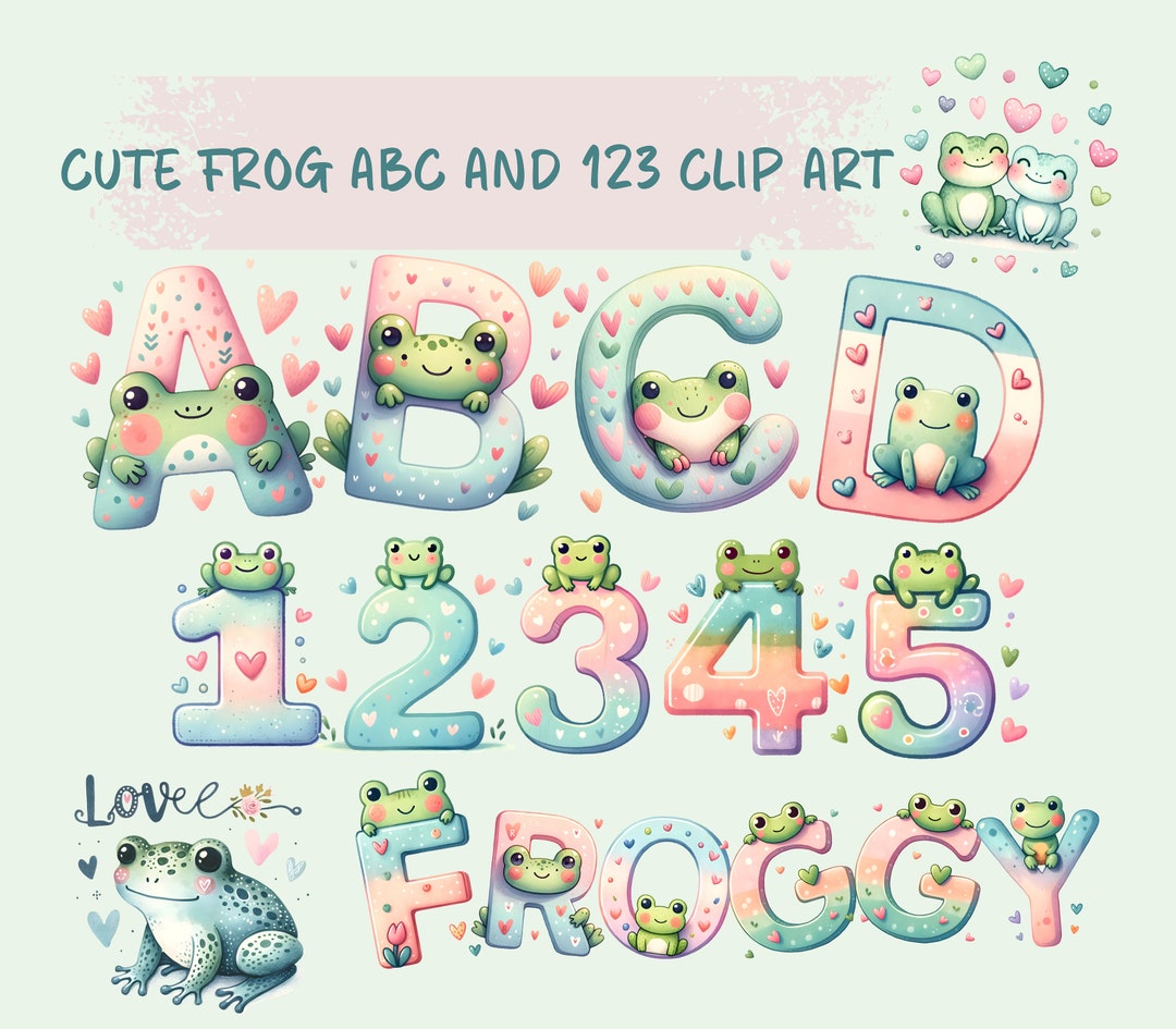 Alphabet & Numbers Cute Frog ABC and 123 Prints, Kids Room Decor ...
