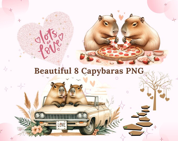 30 Capybara Love Clipart Bundle: Cute and Funny Capybara Pngs With ...