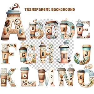 Coffee-themed Alphabet Letters - Customizable Wall Art for Coffee Shops ...