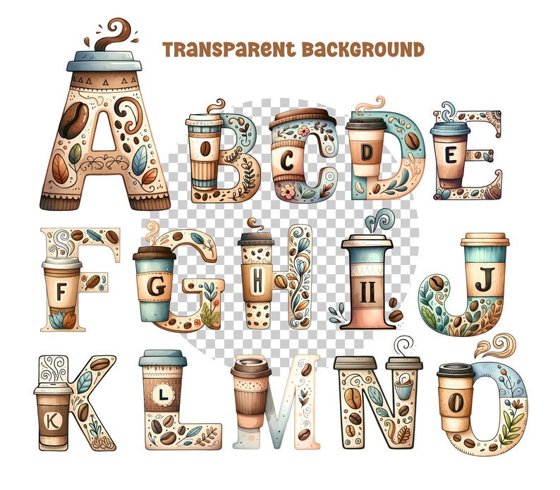 Coffee-themed Alphabet Letters - Customizable Wall Art for Coffee Shops ...