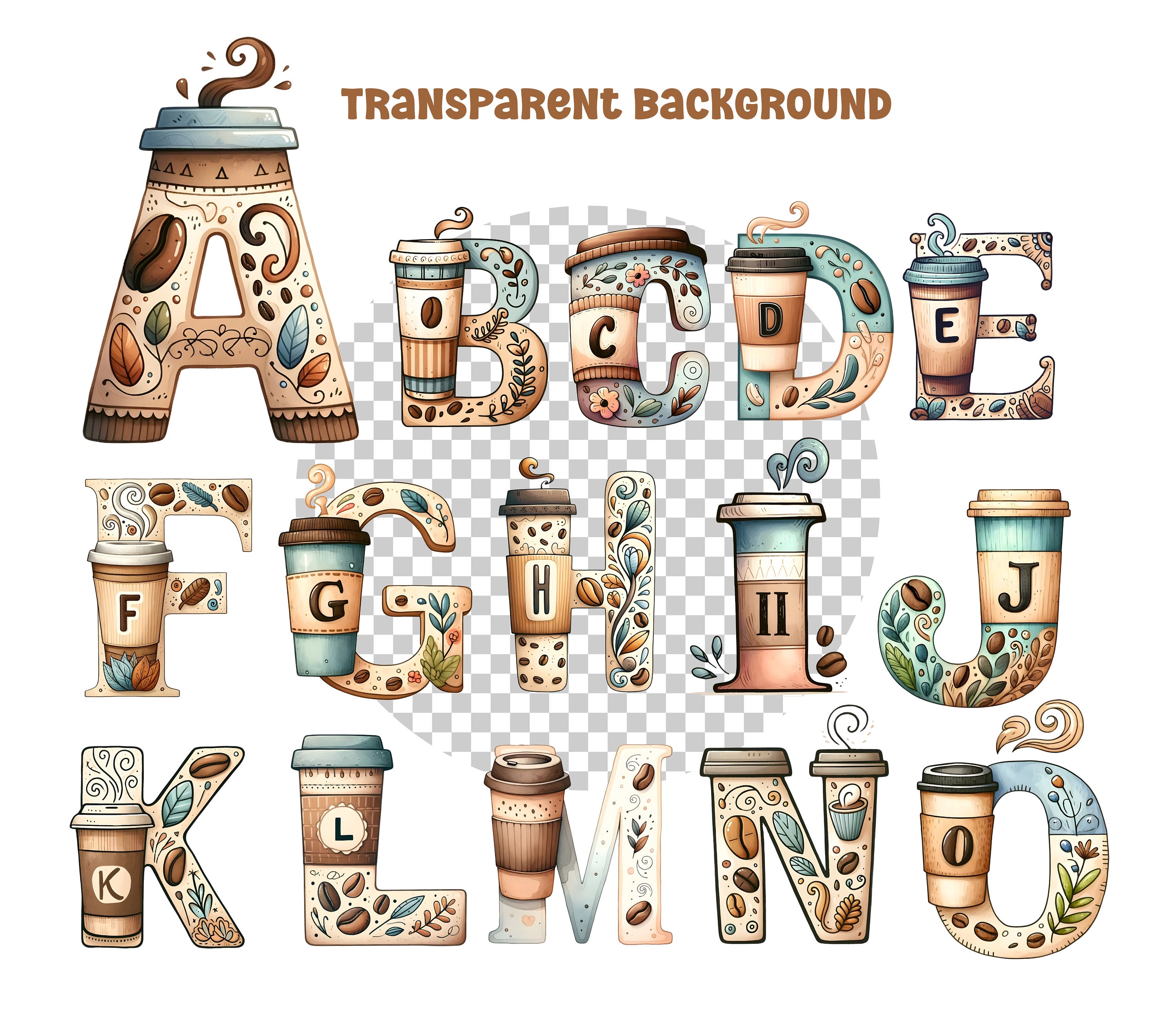 Coffee-themed Alphabet Letters - Customizable Wall Art for Coffee Shops ...