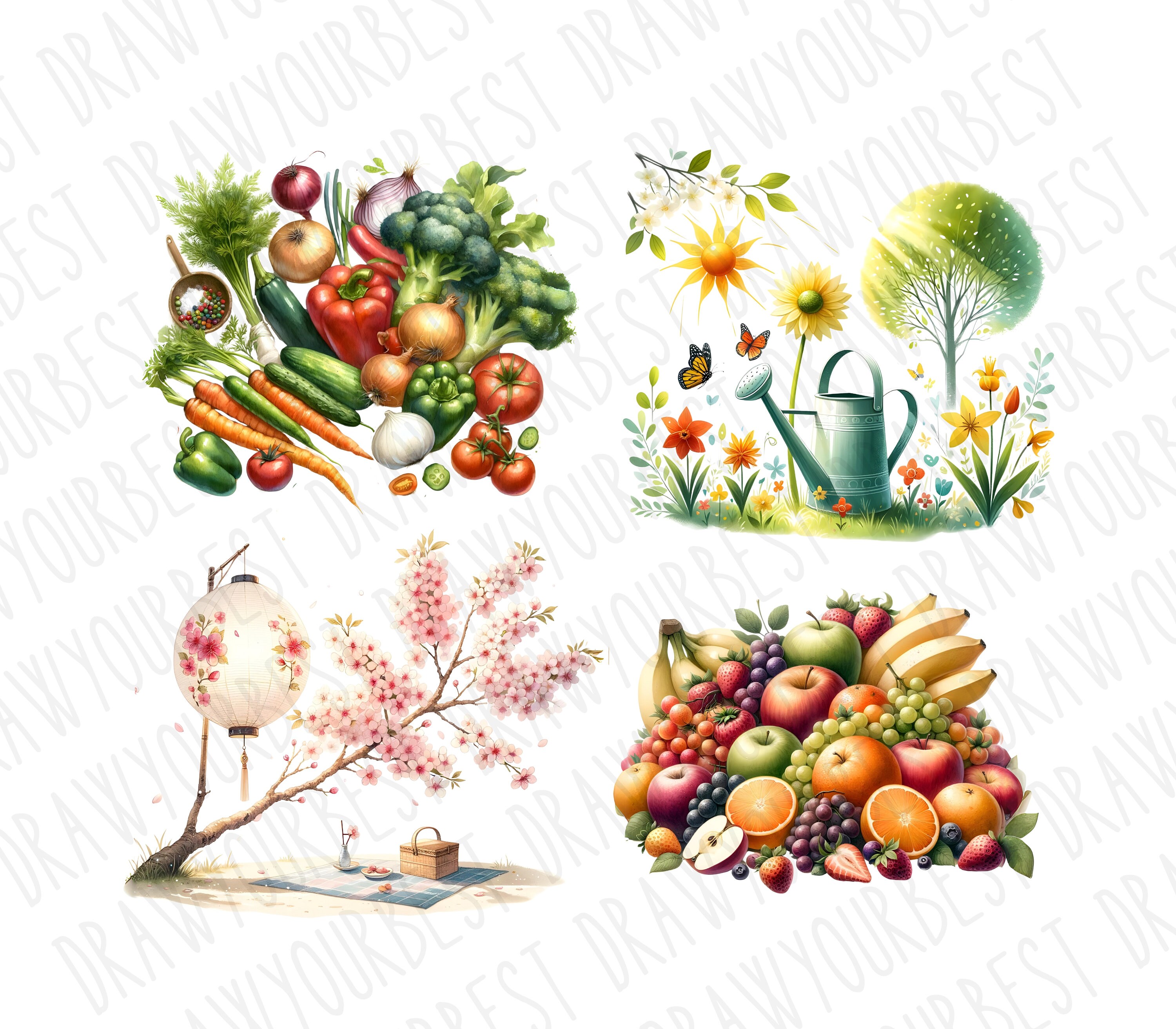 Hello Spring Digital Artwork | Pastel Seasonal Clipart | Easter and ...