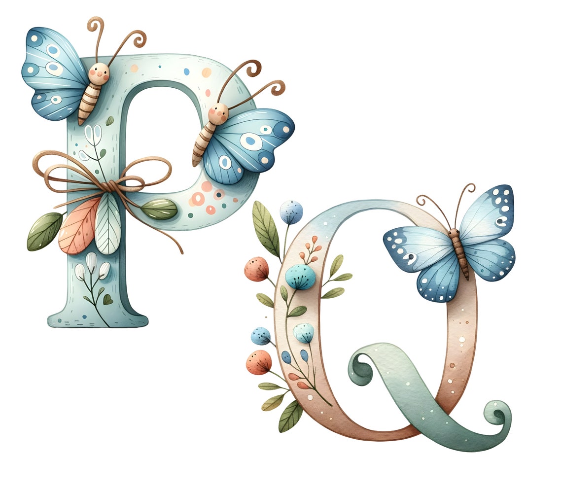 Butterfly Alphabet and Number Art - A to Z & Numbers Whimsical Doodles ...