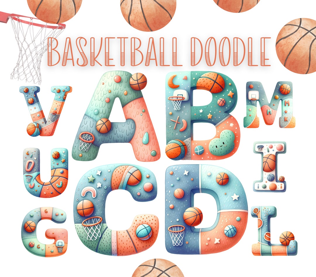 Basketball Alphabet Art Prints Watercolor Nursery Abcs Sports-themed ...