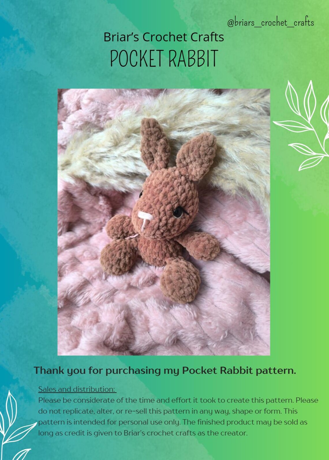 PDF Crochet Pattern: Pocket Rabbit Perfect for Markets. - Etsy