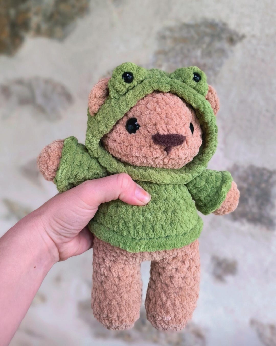 Handmade Crochet Teddy Bear in Frog Hoodie – 25 Cm of Pure Cuteness! - Etsy