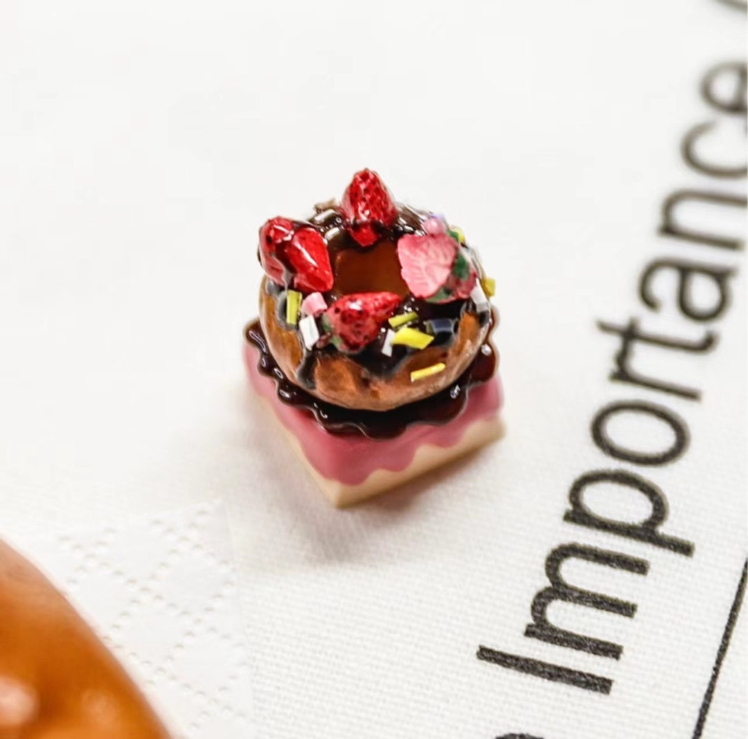 Chocolate Strawberry Donut Keycaps, Handmade Customized Personalized ...