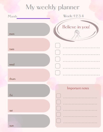 Printable Template A4 Weekly Planner Digital Weekly Planner Undated ...
