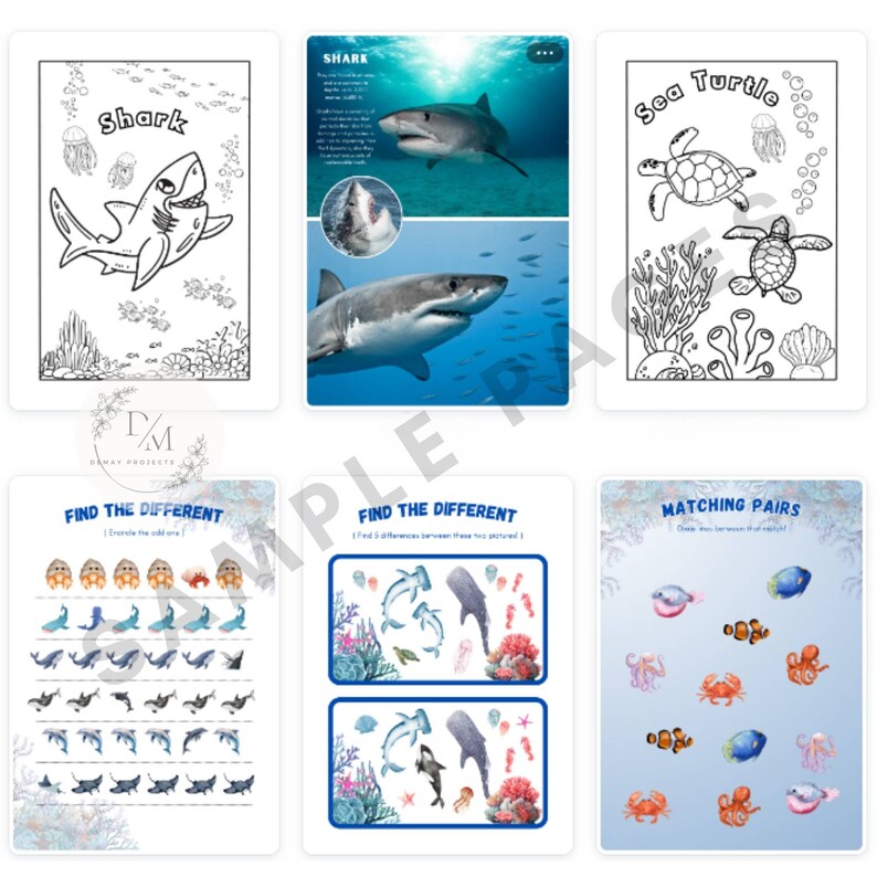Kids Coloring and Busy Book Sea Animals Edition Busy Book Printable ...