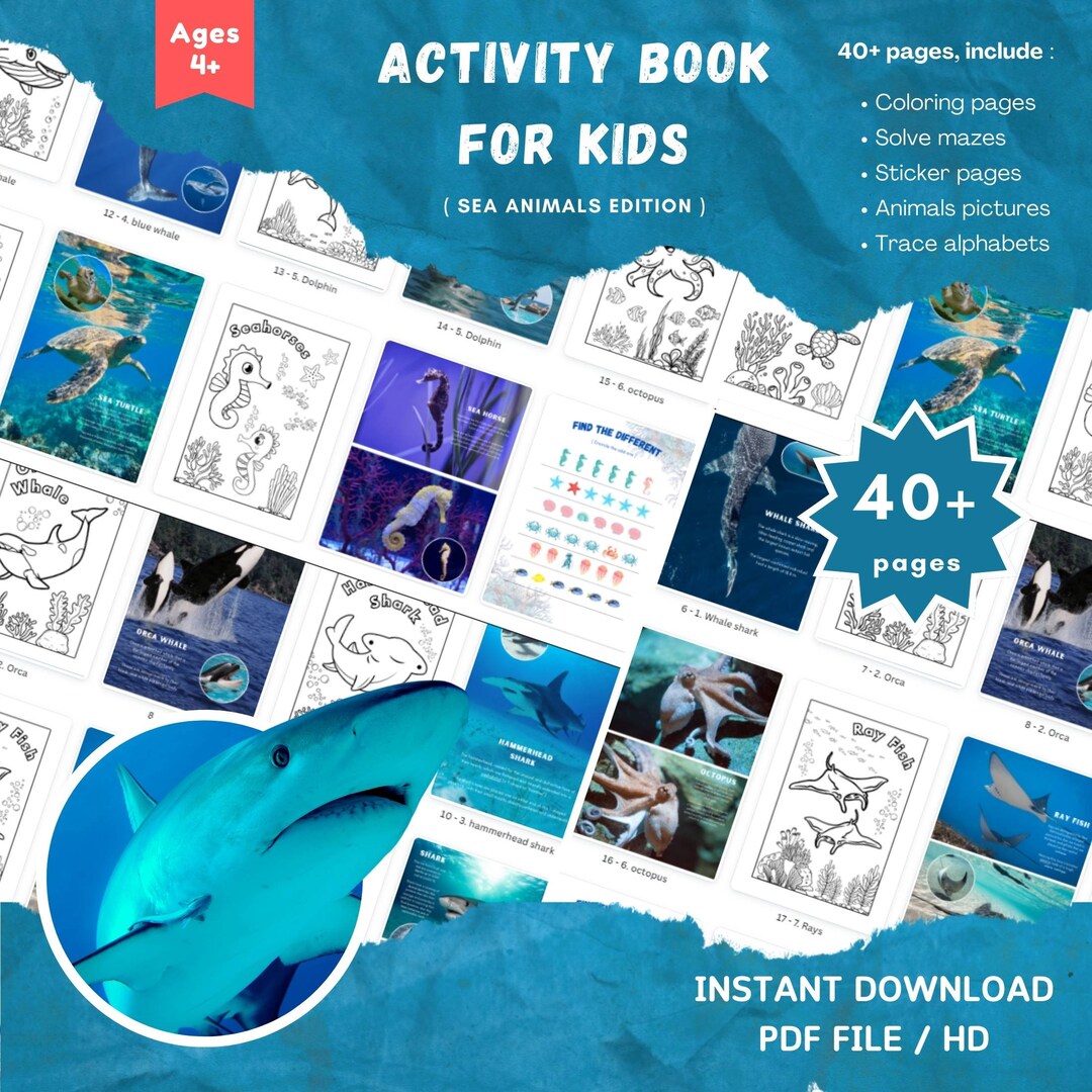 Kids Coloring and Busy Book Sea Animals Edition Busy Book Printable ...