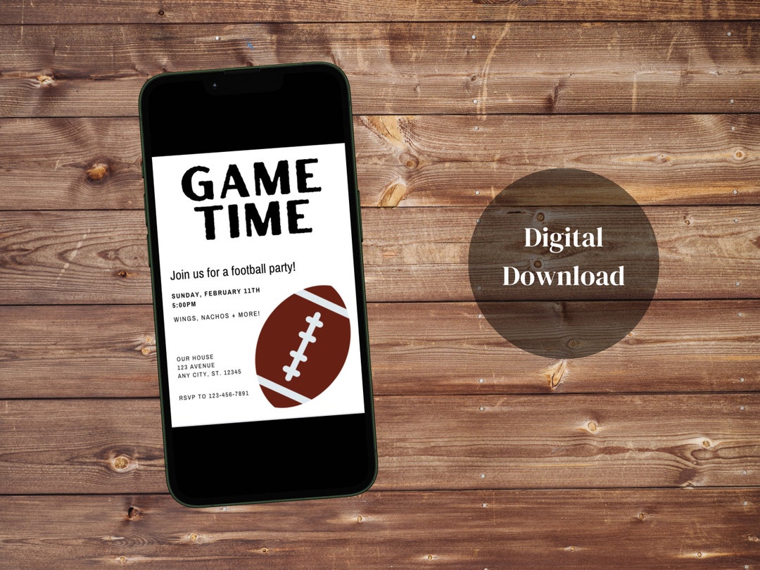 Game Time Invitation, Football Party, Bowl Game Party Digital ...