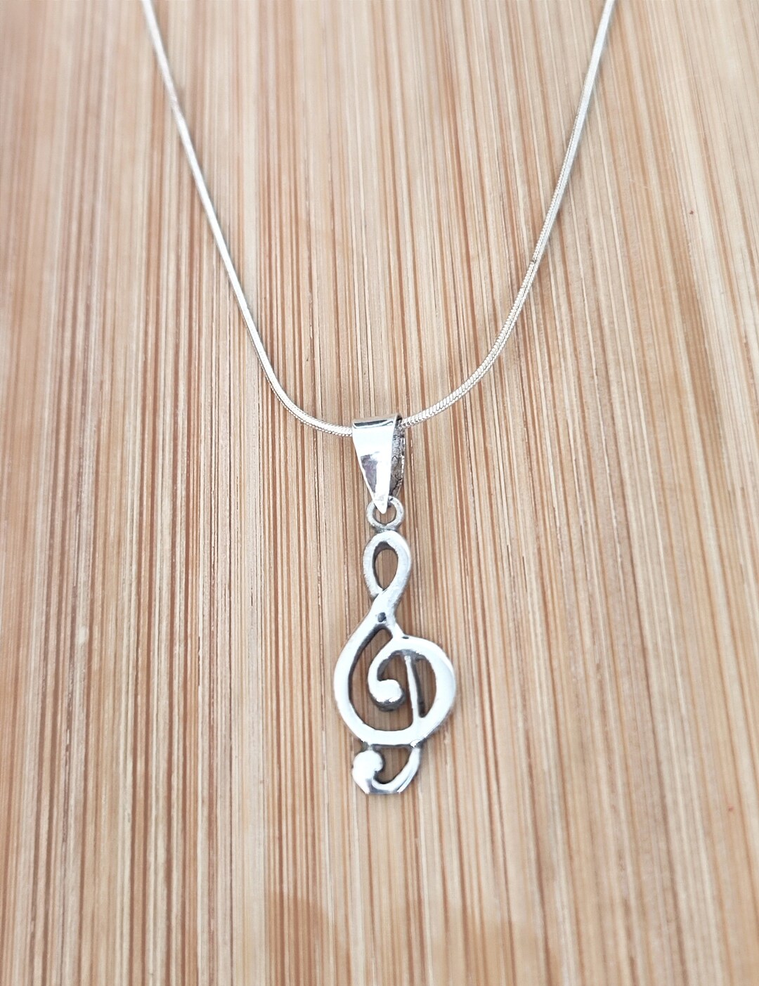 Treble Clef Necklace, Music Note Necklace, Silver Music Pendant, G Clef ...