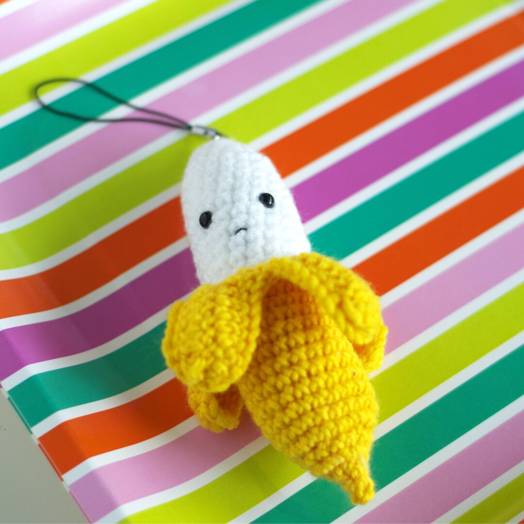 Funny Crochet Banana Keychain, Cute Plush Bag Charm, Amigurumi Fruit ...