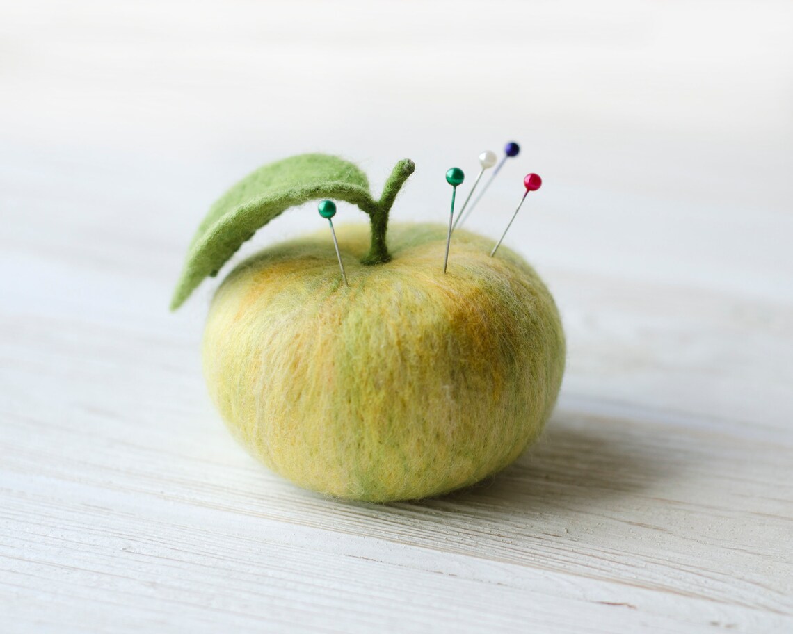 Felted Apple Pin Cushion Cute Pincushion Gift for Seamstress for ...