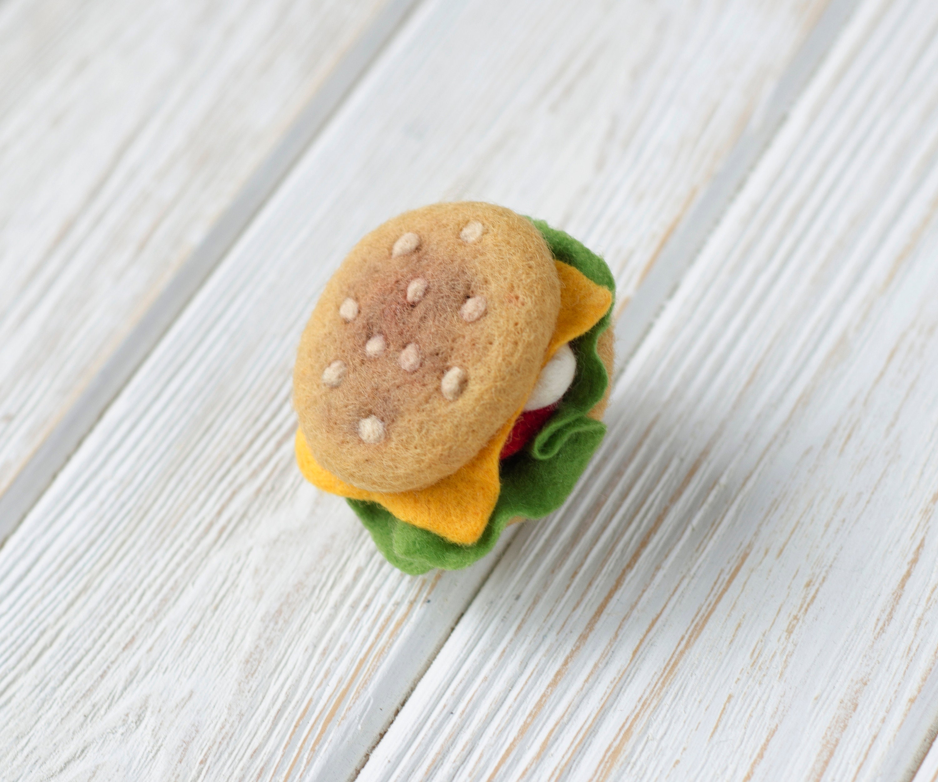 Cute Burger Mini Pin Cushion - Felted Finger Pincushion, Unique ...