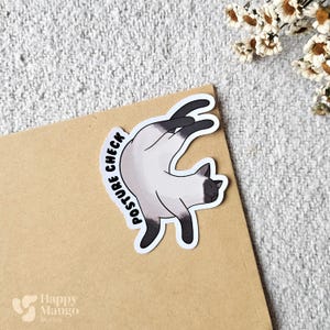 Posture Check, Funny and Cute Handmade Cat Sticker for Laptop, Journal ...