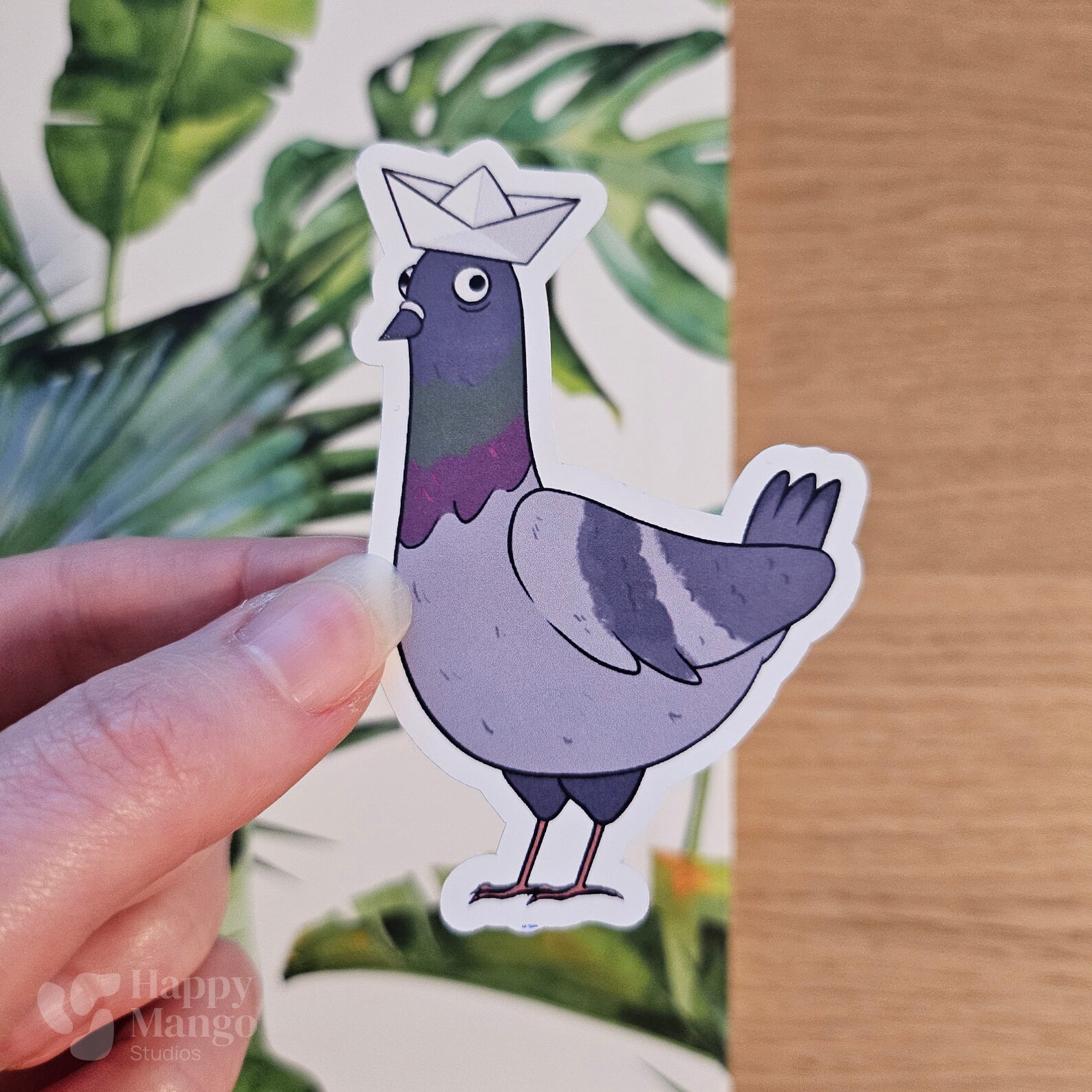 Stressed Sailor Pirate Pigeon With Paper Hat Vinyl Sticker Aye, Aye ...