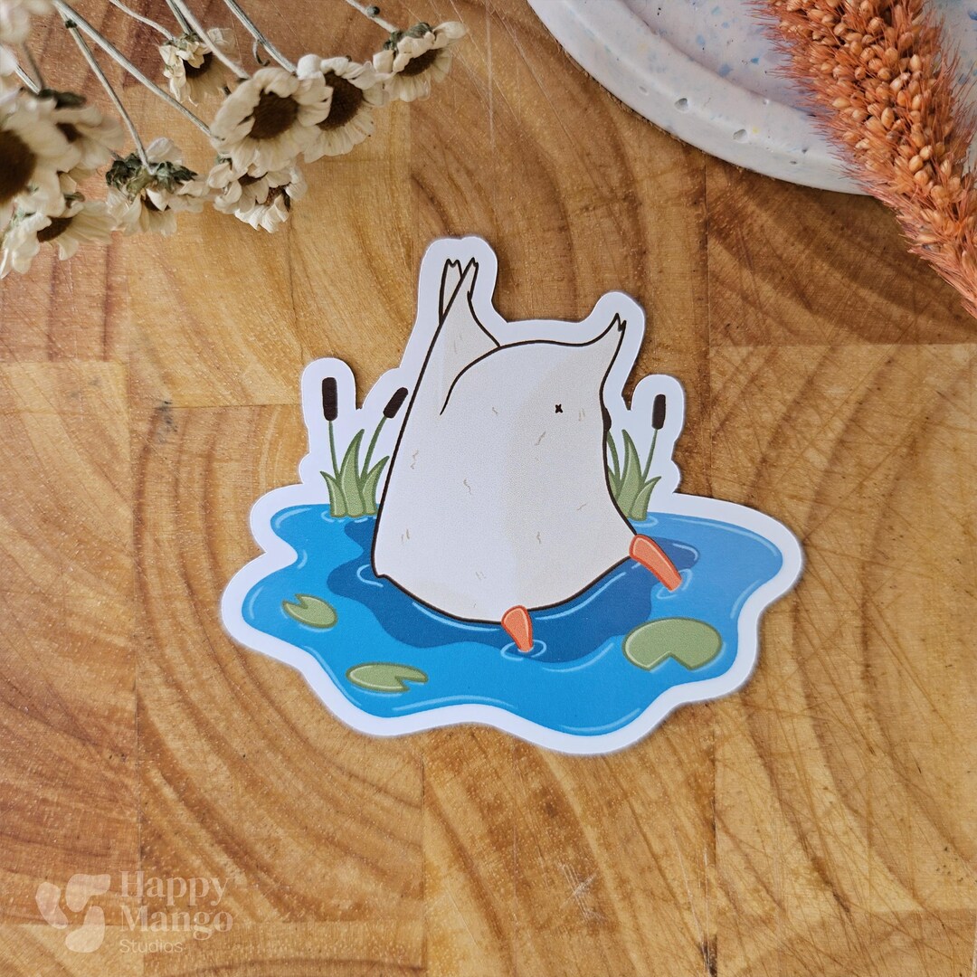 Funny Diving Duck Sticker, Cute Handmade Animal Sticker for Laptop ...