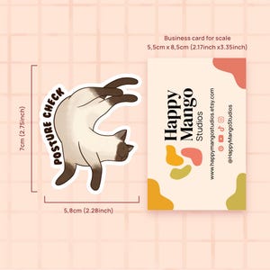 Posture Check, Funny and Cute Handmade Cat Sticker for Laptop, Journal ...