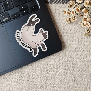 Posture Check, Funny and Cute Handmade Cat Sticker for Laptop, Journal ...