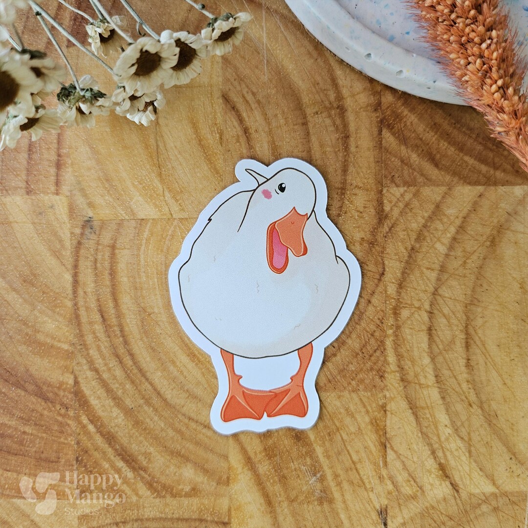 Adorable Happy Duck Sticker - Handmade Animal Sticker for Laptops ...