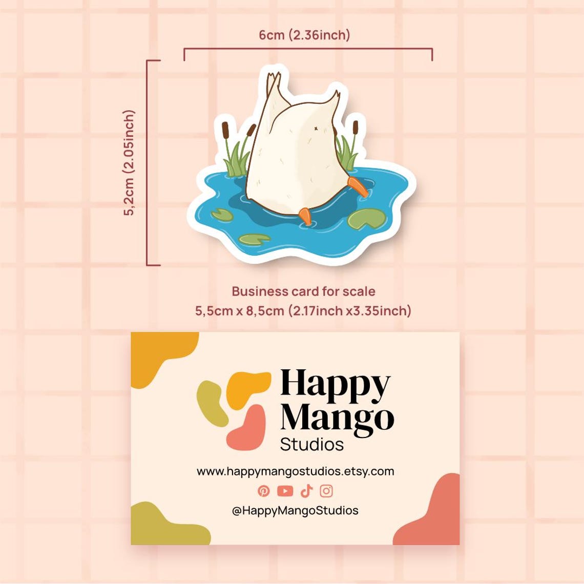 Funny Diving Duck Sticker, Cute Handmade Animal Sticker for Laptop ...