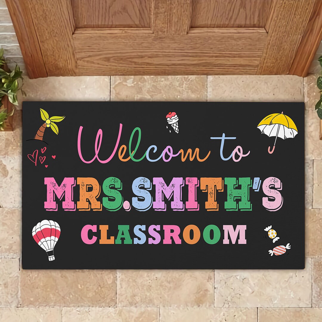 Welcome to Classroom Mat Personalized Teacher Welcome Mat Christmas ...