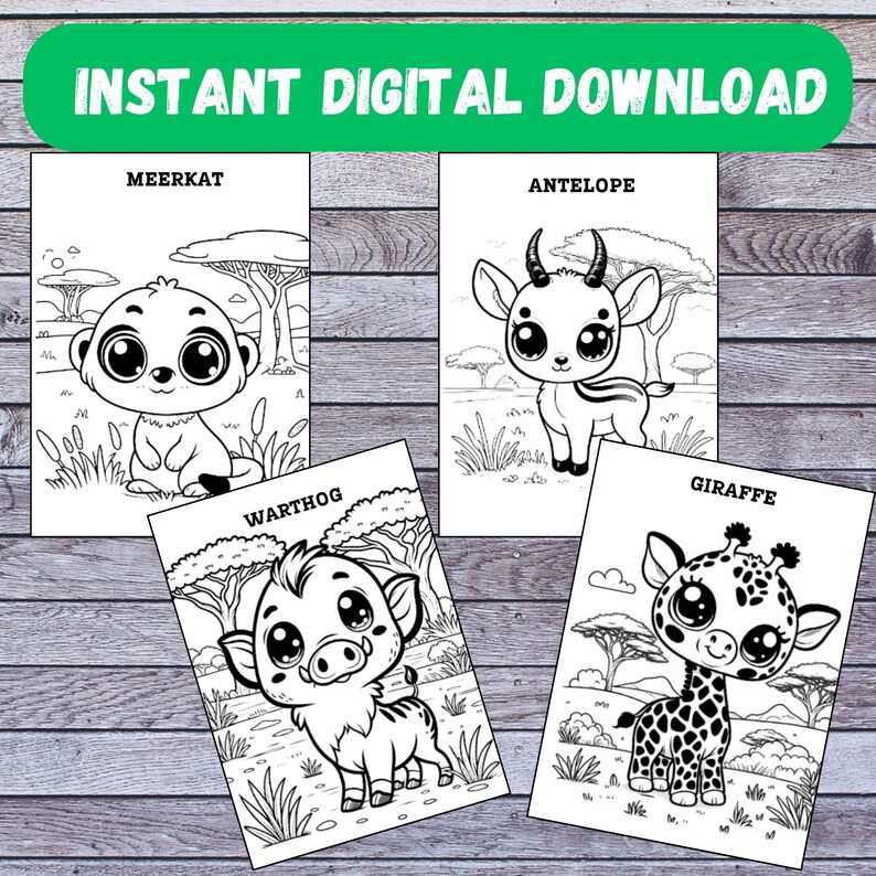Printable Safari Animals Coloring Pages for Kids, 15 Coloring Pages for ...