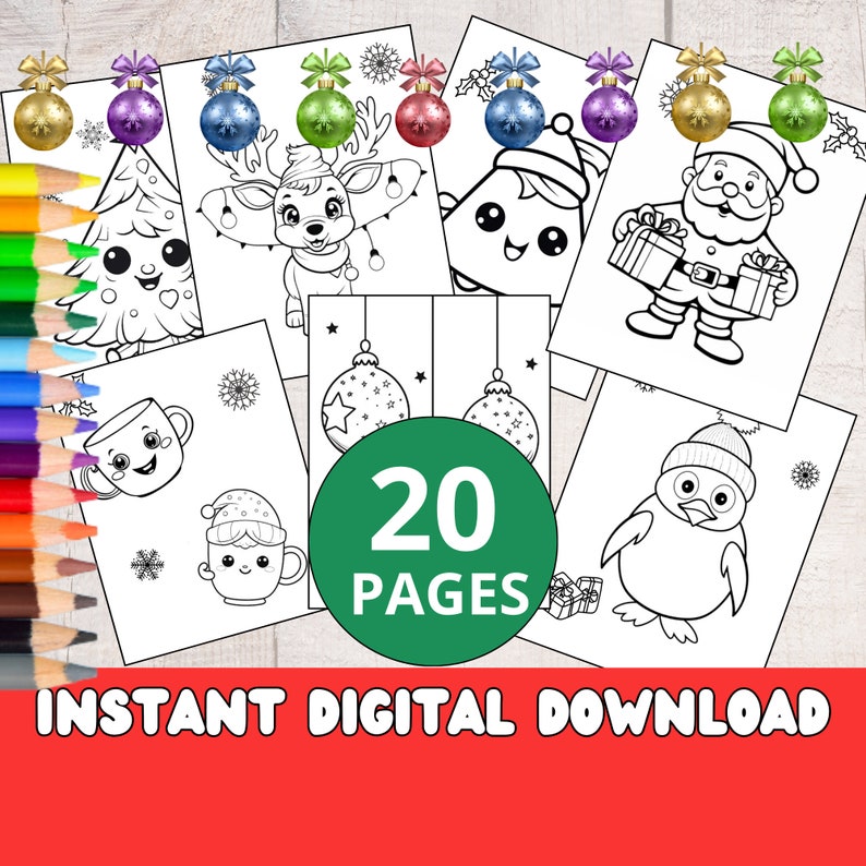 20 Christmas Coloring Pages, Christmas Printable, Christmas Games ...