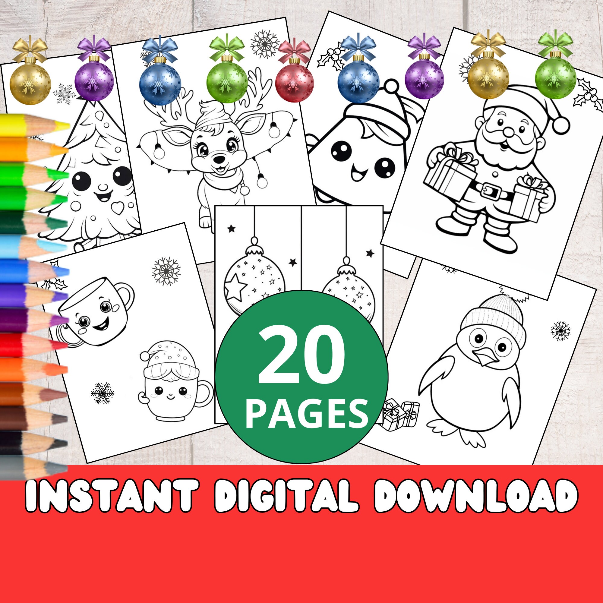 20 Christmas Coloring Pages, Christmas Printable, Christmas Games ...