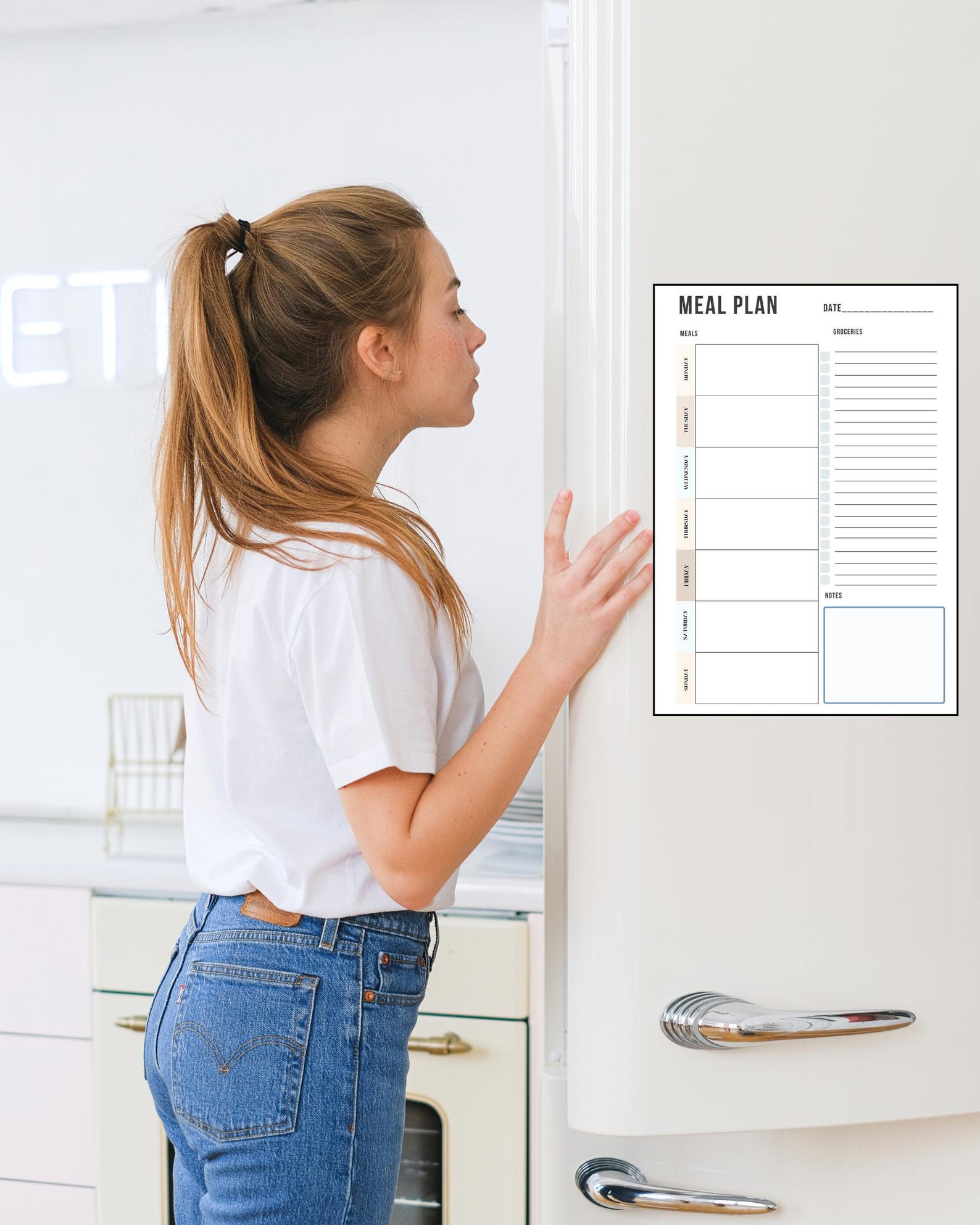 Weekly Meal Planner With Grocery List Printable Template, Food Planner ...