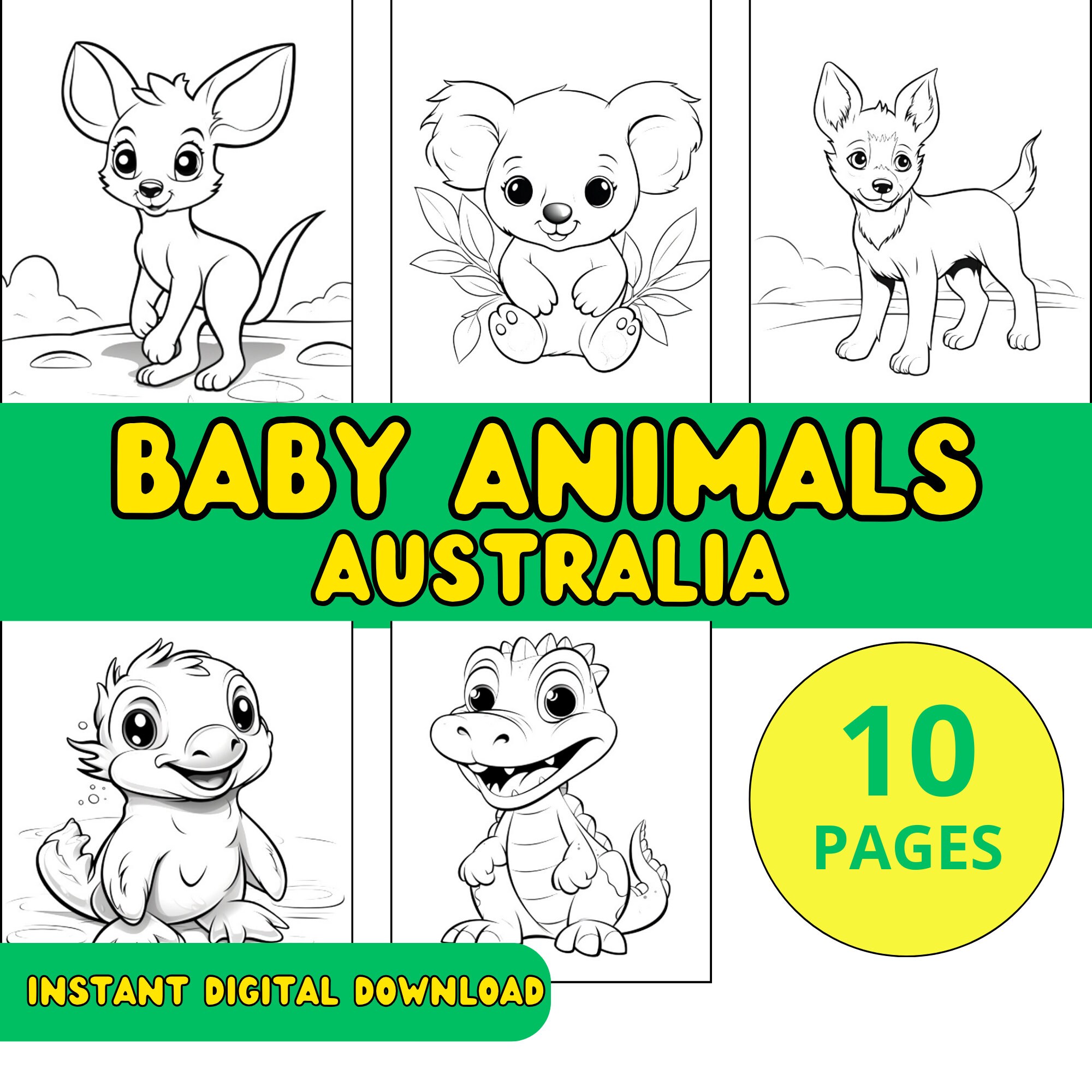 Printable Baby Animals of Australia Coloring Pages for Kids, 10 ...