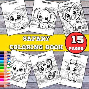 Printable Safari Animals Coloring Pages for Kids, 15 Coloring Pages for ...