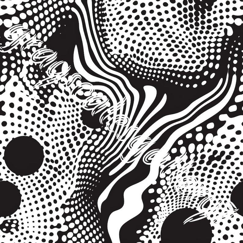 Black and White Abstract Dots SVG, Minimalist Vector Patterns, Digital ...