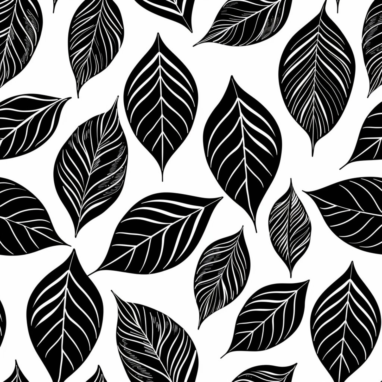 Black and White Leaf Patterns SVG, Botanical Vector Art, Digital ...