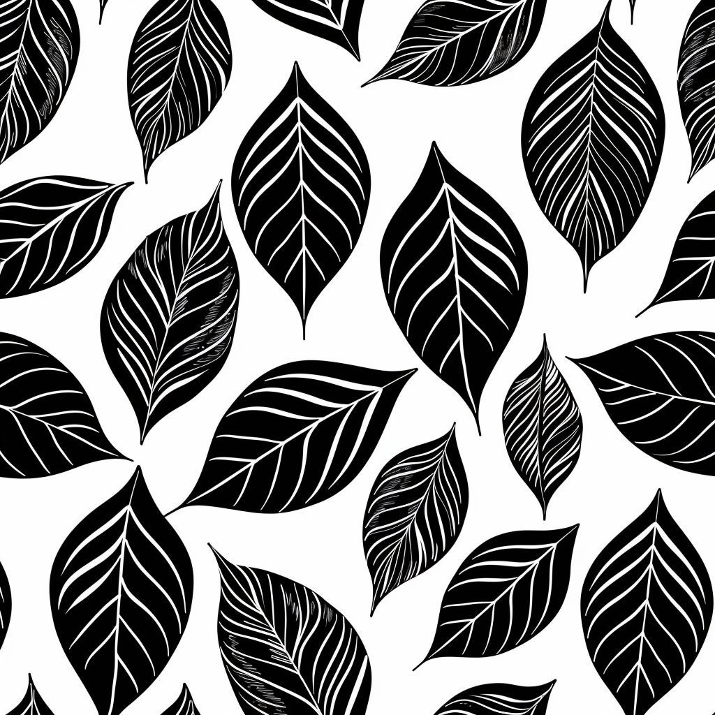 Black and White Leaf Patterns SVG, Botanical Vector Art, Digital ...