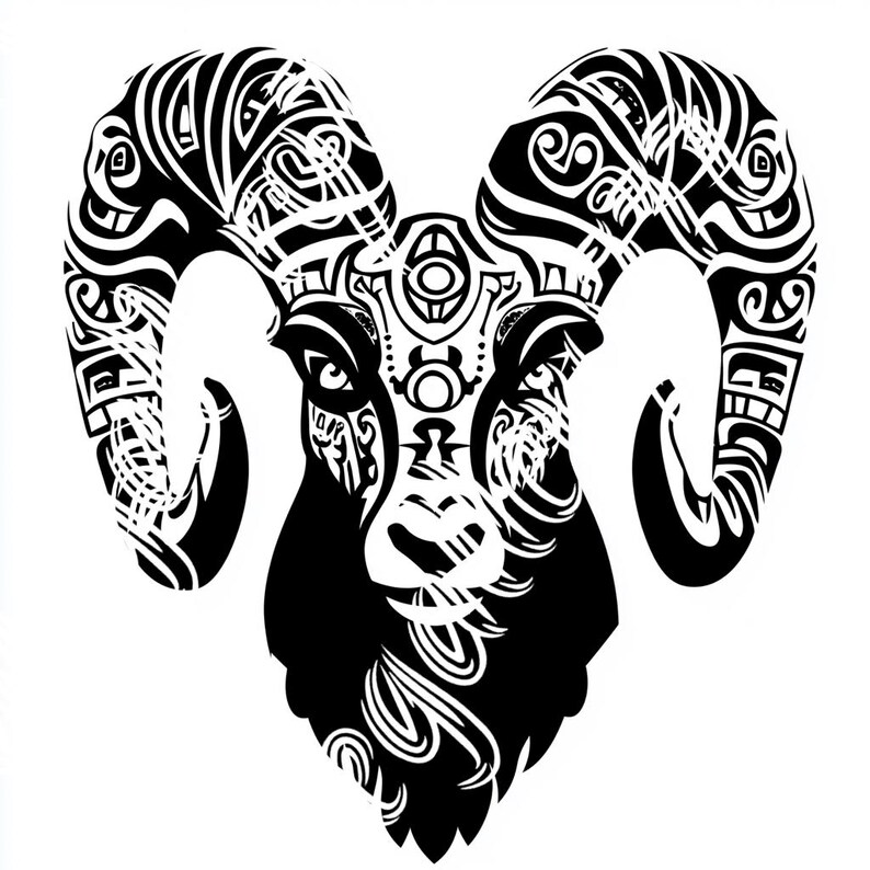 Tribal Ram SVG, 2, Tribal Ram Cut File, Tribal Ram DXF, Tribal Ram PNG ...